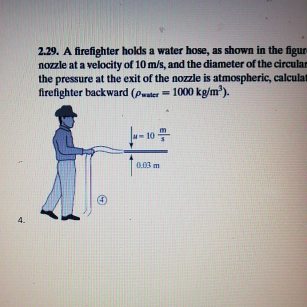 Solved a firefighter holds a water hose, as shown in the | Chegg.com