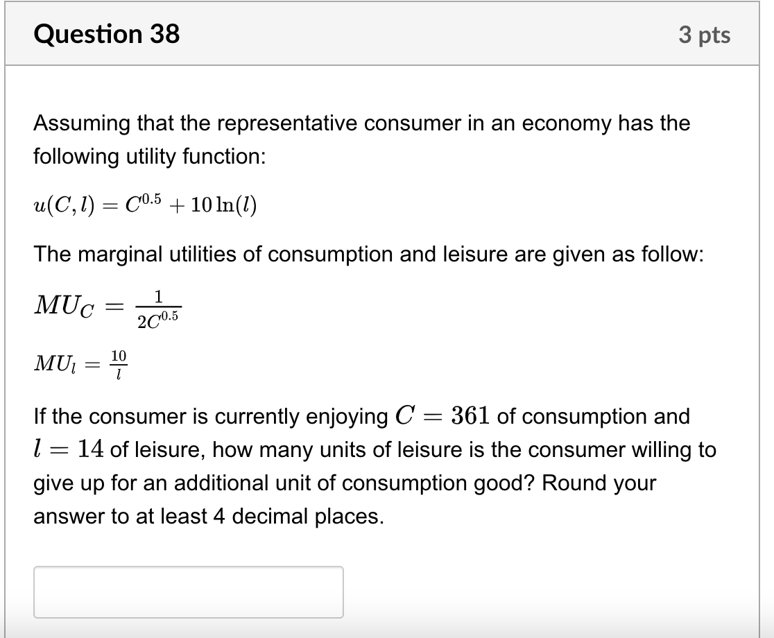 Solved Assuming that the representative consumer in an | Chegg.com
