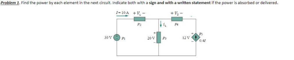 Solved Problem 1 . Find the power by each element in the | Chegg.com
