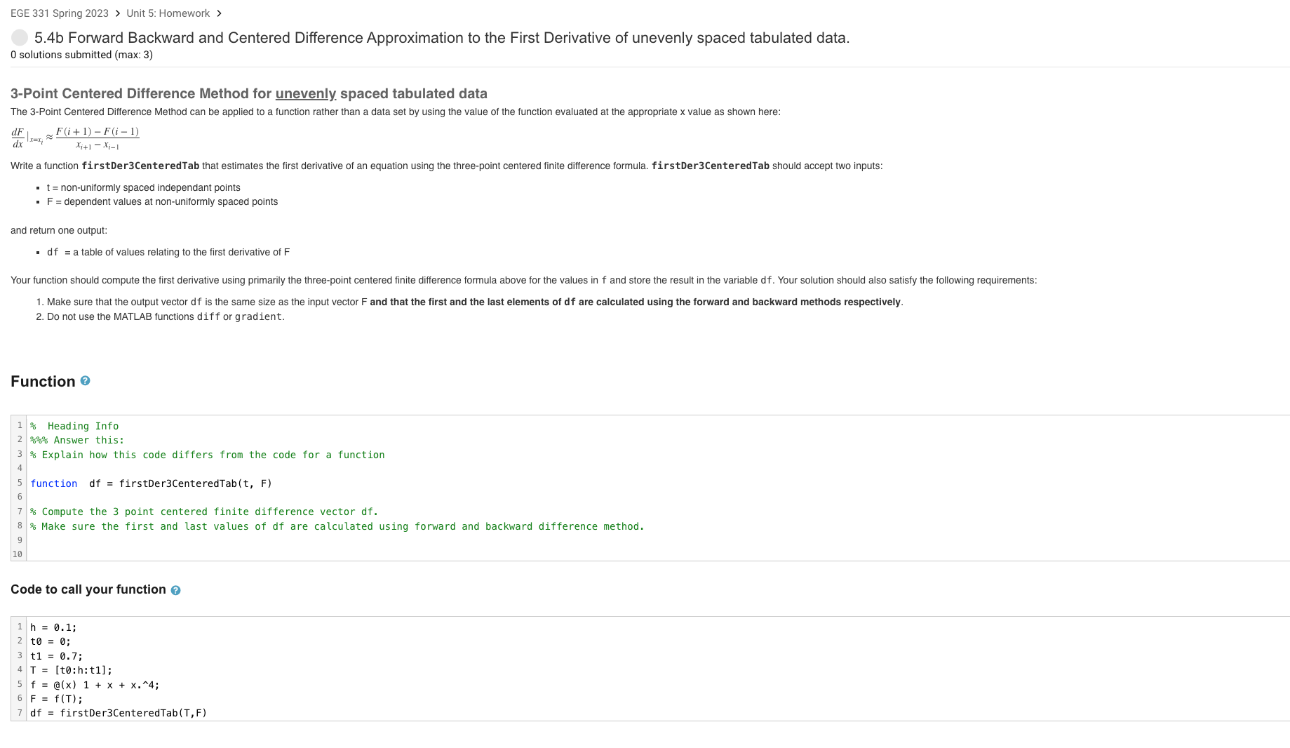 Solved 5.4b Forward Backward and Centered Difference | Chegg.com