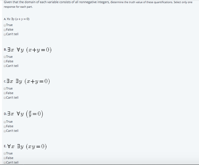 Solved Given that the domain of each variable consists of | Chegg.com