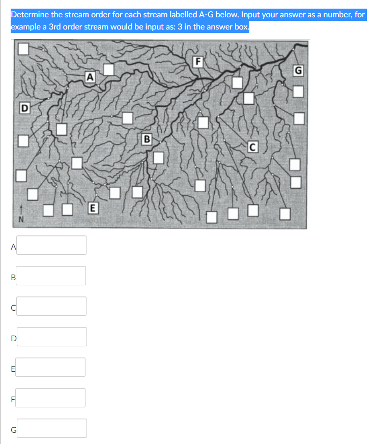 Solved Determine the stream order for each stream labelled | Chegg.com