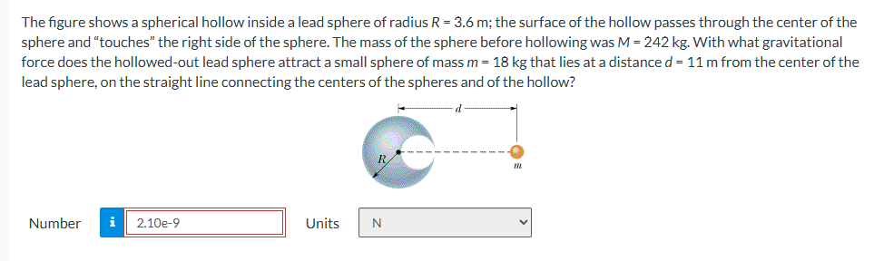 Solved The figure shows a spherical hollow inside a lead | Chegg.com