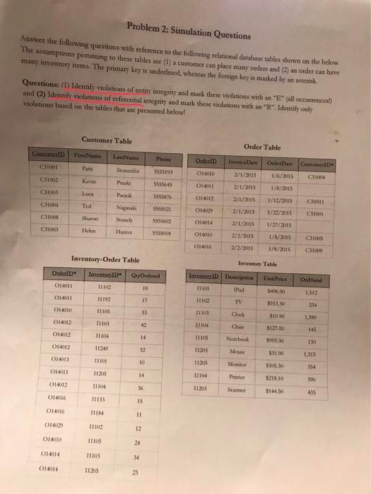 Problem 2: Simulation Questions Answet the following | Chegg.com