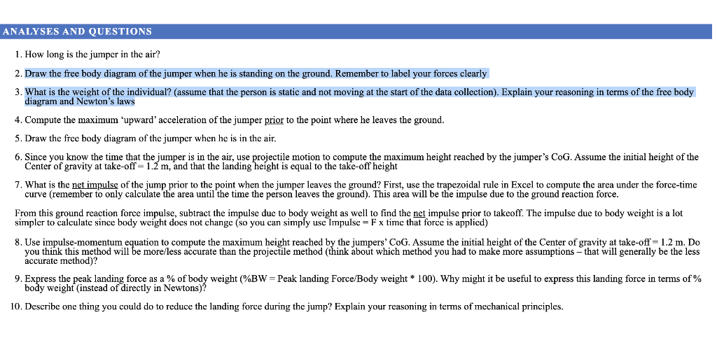 KIN 330 Lab 4: Force Plate Kinetics MAXIMUM: 10 | Chegg.com
