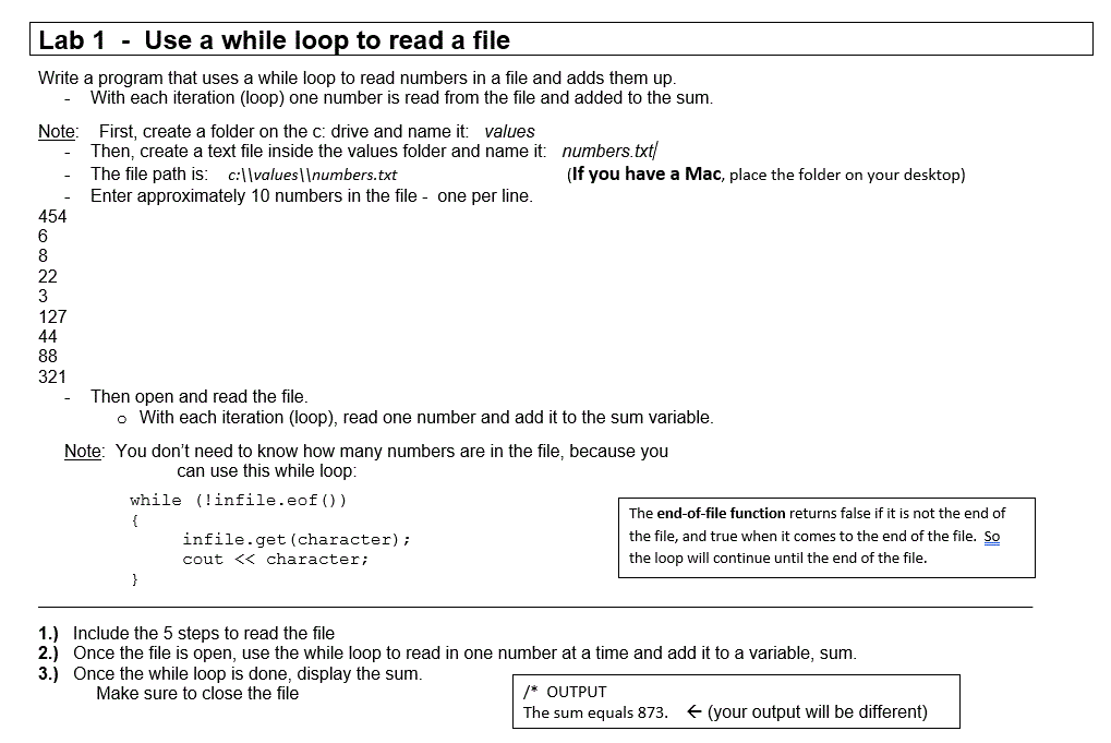 Solved Lab 1 Use A While Loop To Read A File Write A 1469