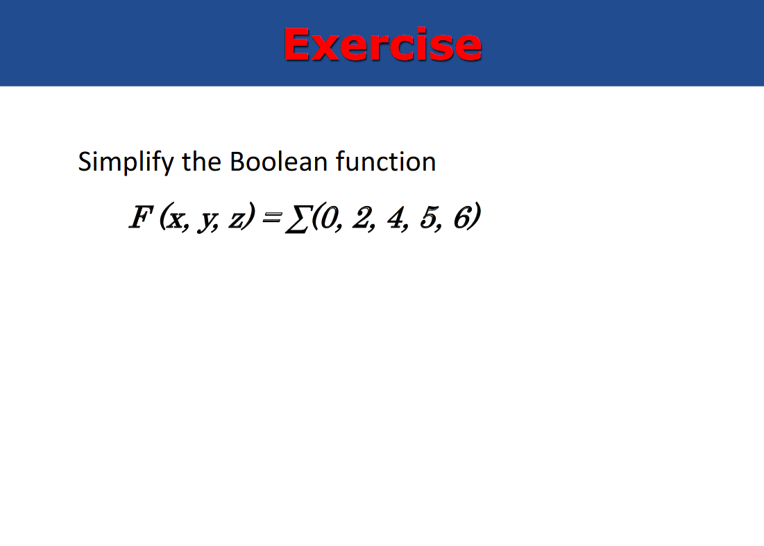Solved Simplify The Boolean Functionf X Y Z Σ 0 2 4 5 6