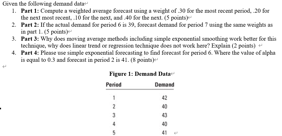 Solved Given the following demand data 1. Part 1: Compute a | Chegg.com