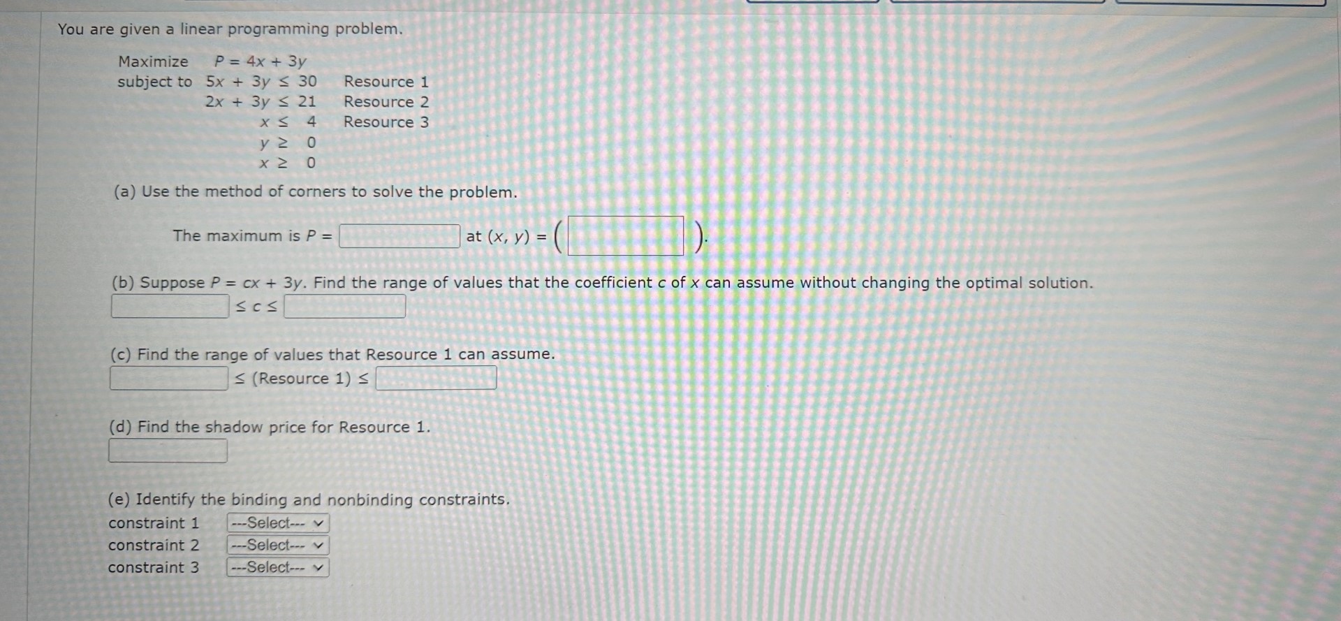 Solved You are given a linear programming problem. Maximize | Chegg.com