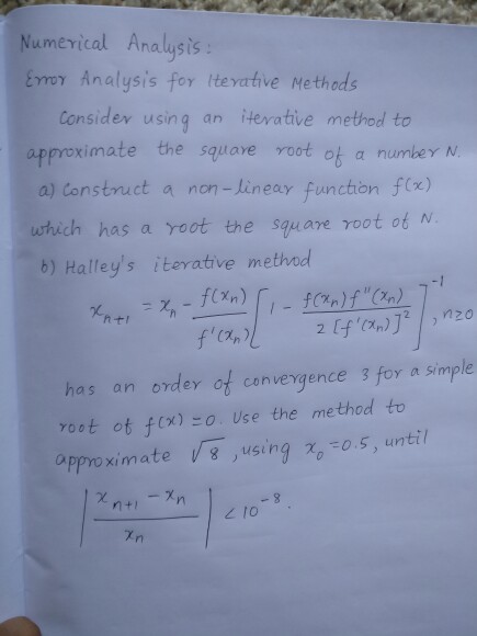 Solved Numerical Analysis Chapter- Error Analysis for | Chegg.com