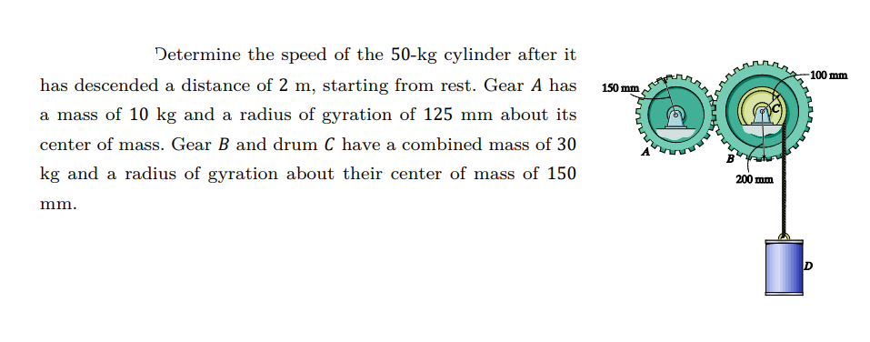 Solved Determine the speed of the 50-kg cylinder after it | Chegg.com