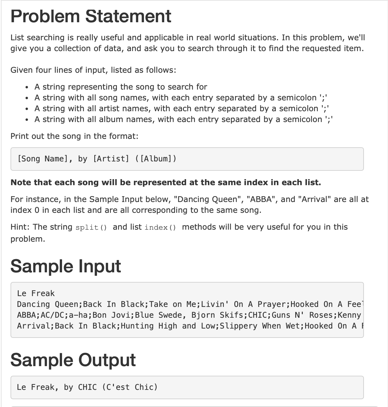 Solved Problem Statement List Searching Is Really Useful And 