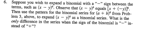 Suppose you wish to expand a binomial with a "-" sign | Chegg.com