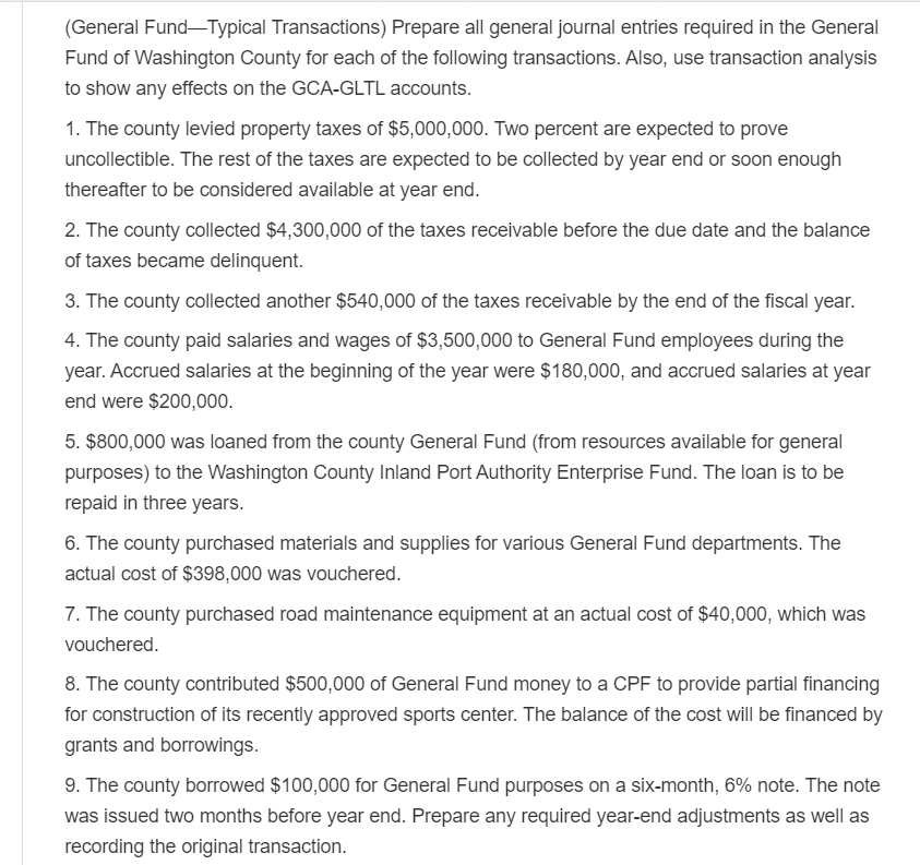 Solved (General Fund Typical Transactions) Prepare all | Chegg.com