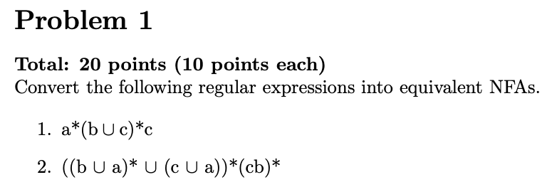 Solved Problem 1Total: 20 ﻿points ( 10 ﻿points each)Convert | Chegg.com