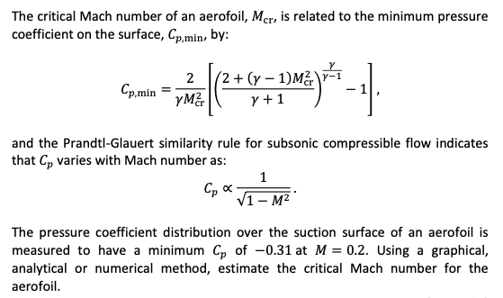 Solved The critical Mach number of an aerofoil, Mcr, is | Chegg.com