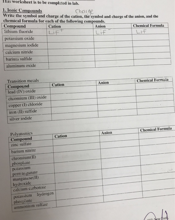 Solved This worksheet is to be completed in lab. 1.Ionic | Chegg.com