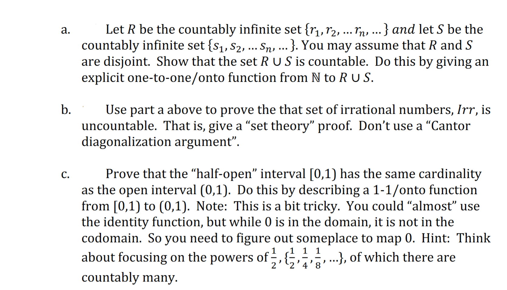 Solved a. Let R be the countably infinite set {rı, r2, ... | Chegg.com