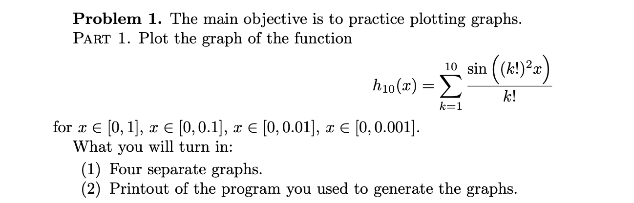 Solved Problem 1 The Main Objective Is To Practice Plotting