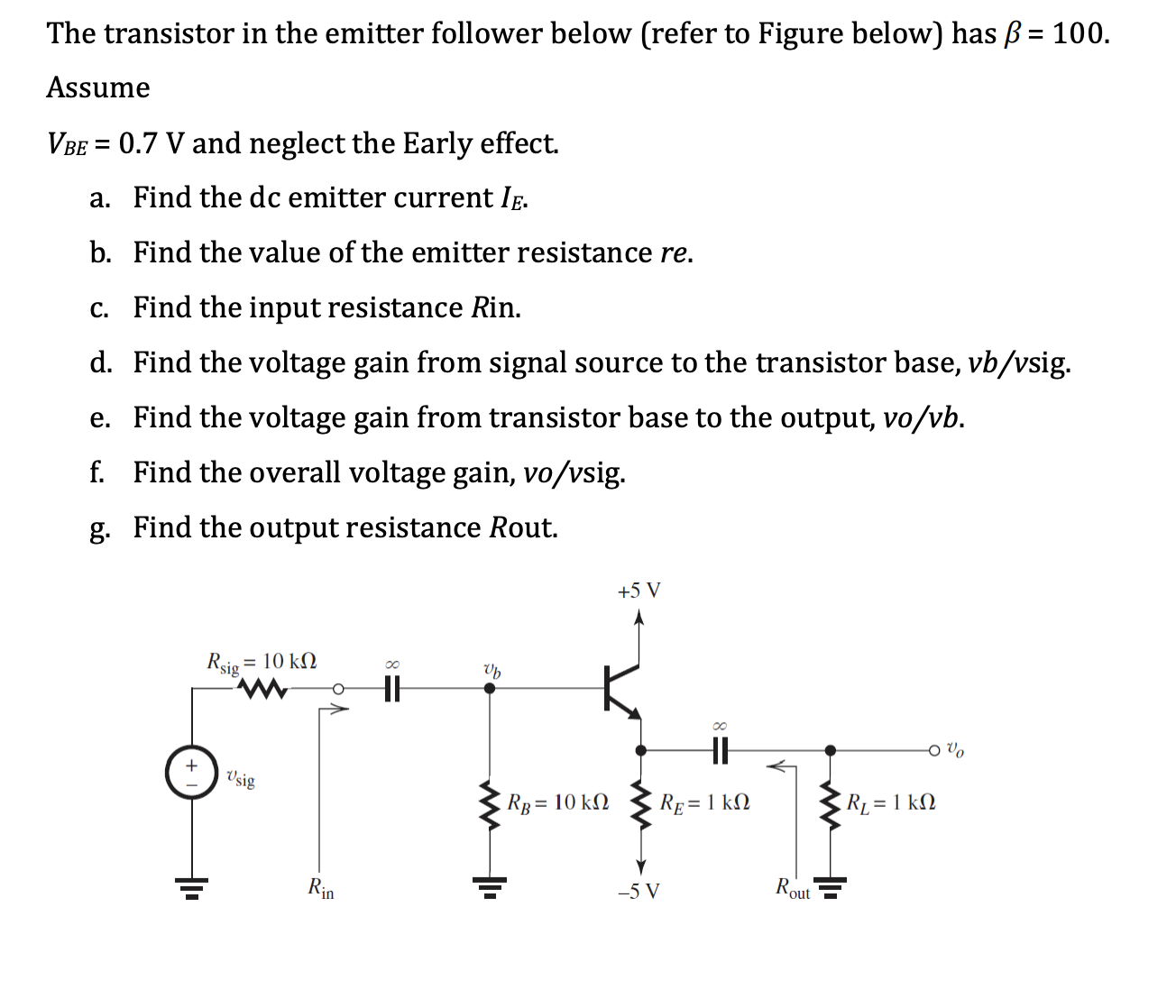 Solved The transistor in the emitter follower below (refer | Chegg.com