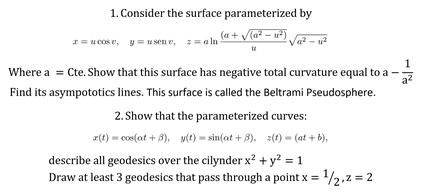 Solved 1. Consider the surface parameterized by (a + (-1) a | Chegg.com