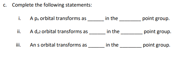 Solved c. Complete the following statements: i. A p px | Chegg.com