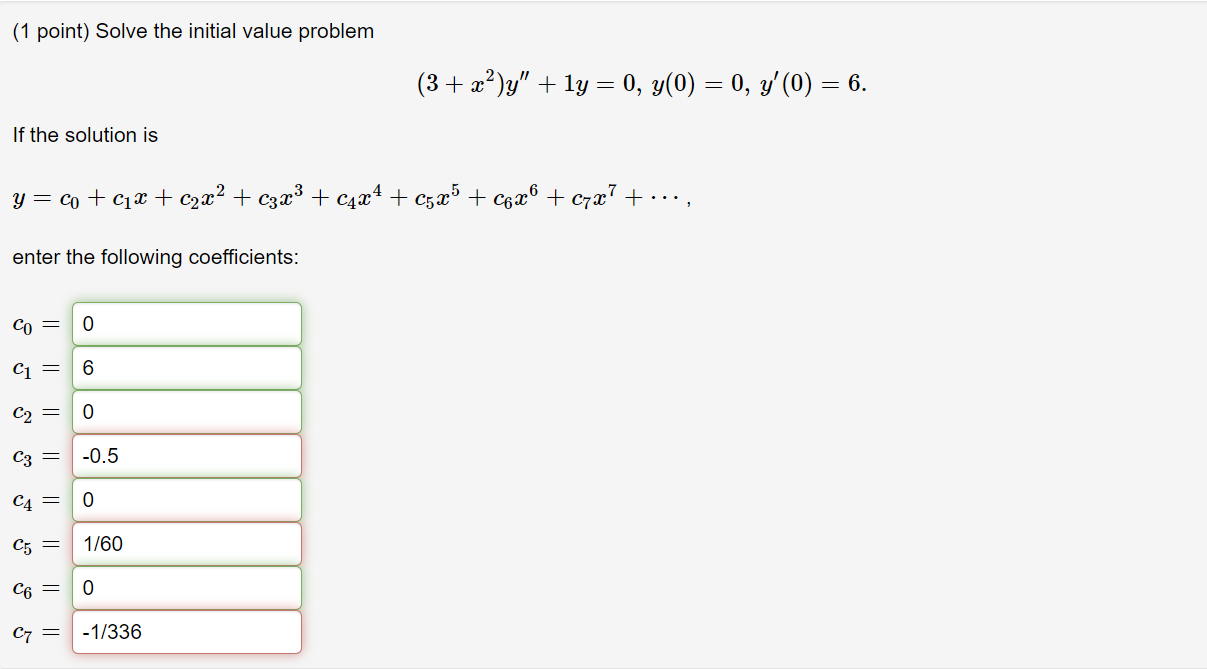 (1 point) Solve the initial value problem | Chegg.com