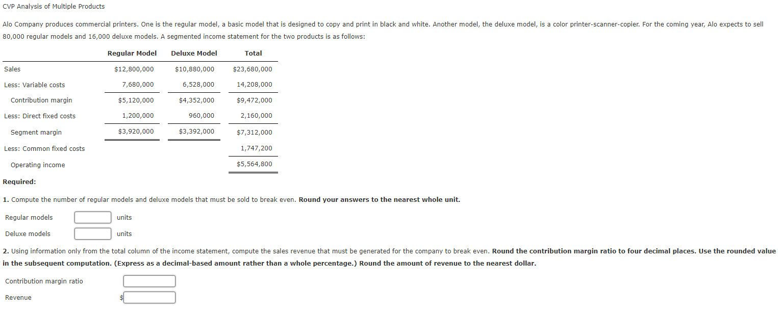 Solved 80,000 regular models and 16,000 deluxe models. A | Chegg.com