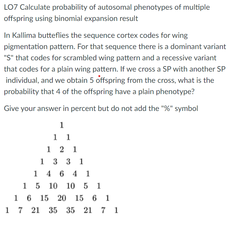 Solved LO7 Calculate probability of autosomal phenotypes of | Chegg.com