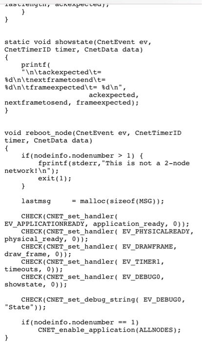 Convert or modify Stop-and-wait protocol code in C | Chegg.com