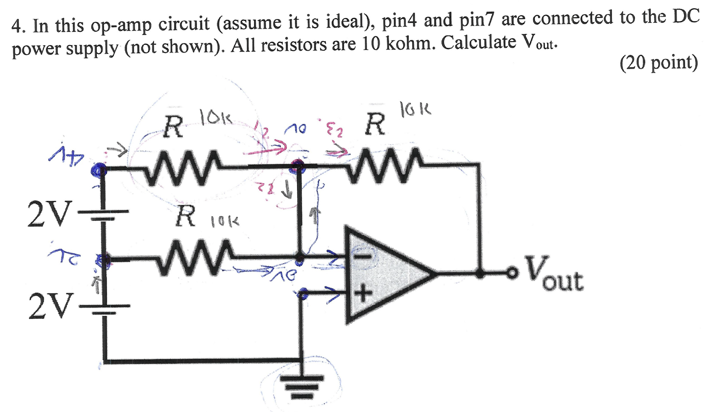 Solved 4. In this op-amp circuit (assume it is ideal), pin 4 | Chegg.com