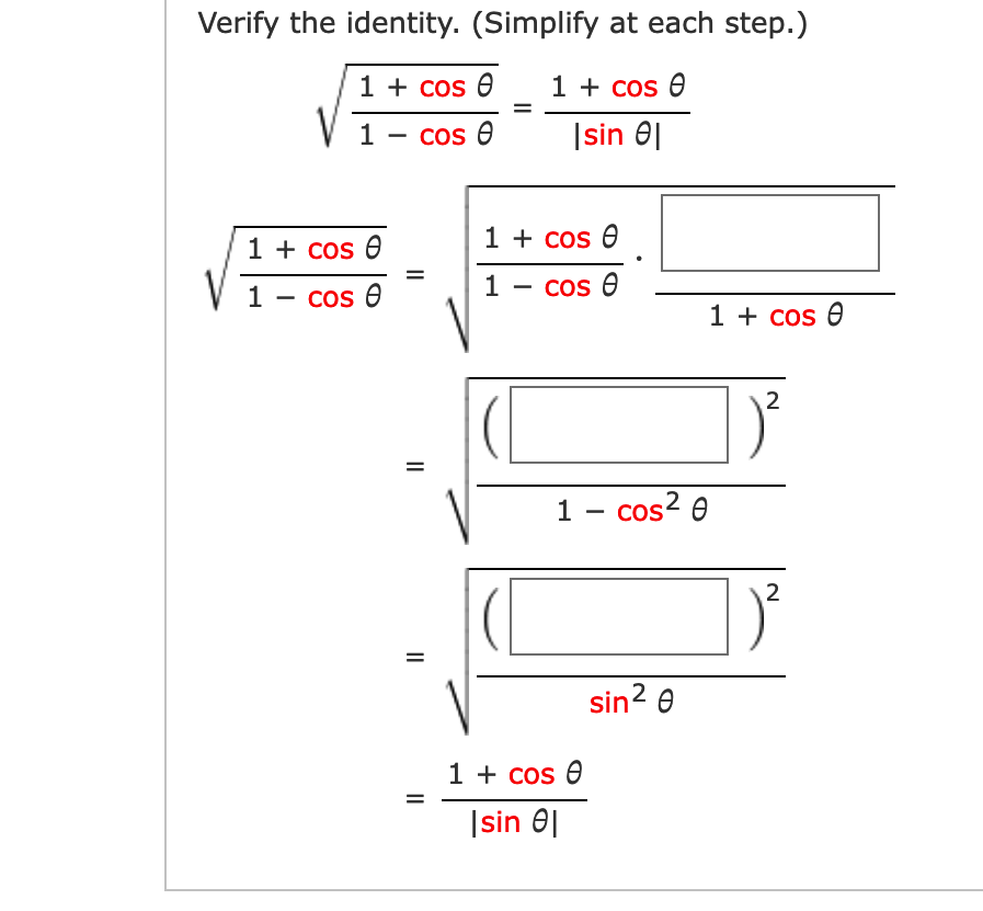 Solved Verify the identity. (Simplify at each step.) | Chegg.com