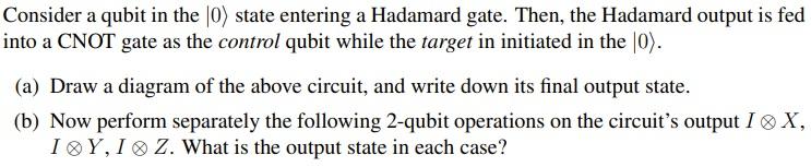 Solved Consider a qubit in the ∣0 state entering a Hadamard | Chegg.com