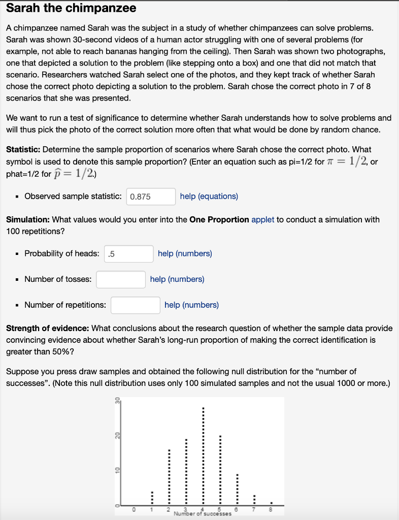 Solved Sarah the chimpanzee A chimpanzee named Sarah was the | Chegg.com