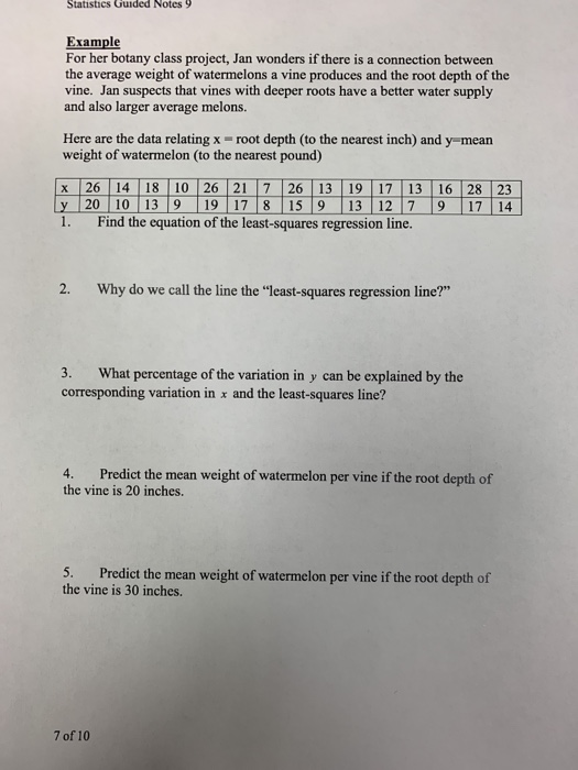 Solved Statistics Guided Notes9 Example For her botany class | Chegg.com