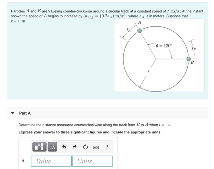 Solved Particles A and B are traveling counter-clockwise | Chegg.com