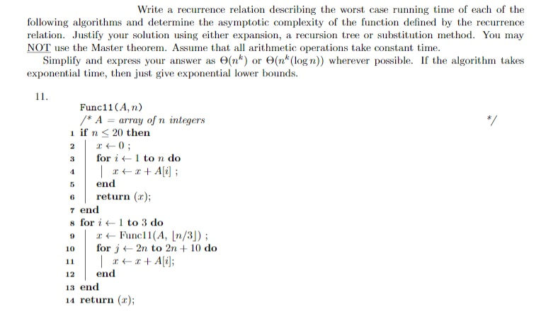 Solved Write a recurrence relation describing the worst case | Chegg.com