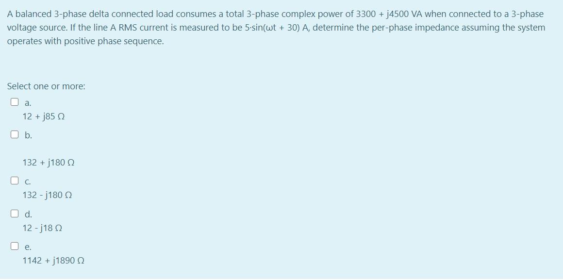 Solved A balanced 3-phase delta connected load consumes a | Chegg.com