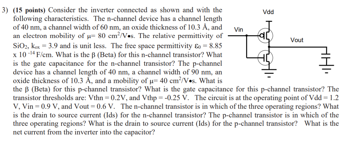 Solved Vout 3) (15 points) Consider the inverter connected | Chegg.com