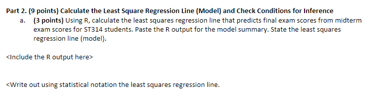 Solved Part 2. (9 points) Calculate the Least Square | Chegg.com