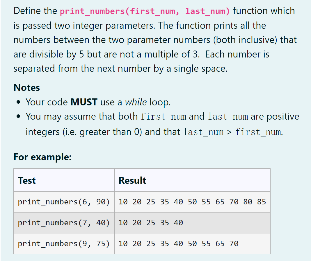 Solved Define the print_numbers(first_num, last_num) | Chegg.com