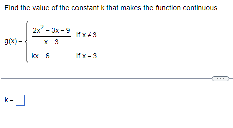 Find the value of the constant k that makes the | Chegg.com