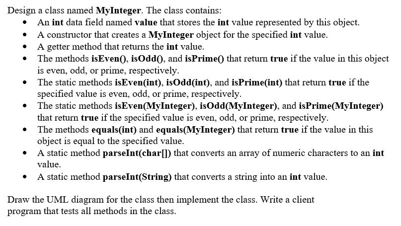 Solved . Design a class named MyInteger. The class contains: | Chegg.com