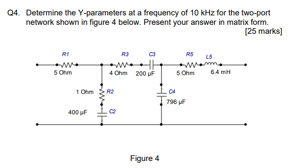 Solved Q4. Determine the Y-parameters at a frequency of | Chegg.com