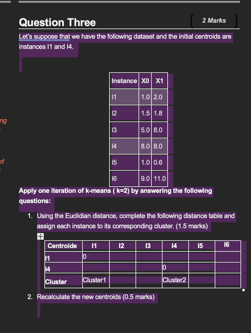 Solved Let’s suppose that we have the following dataset and | Chegg.com