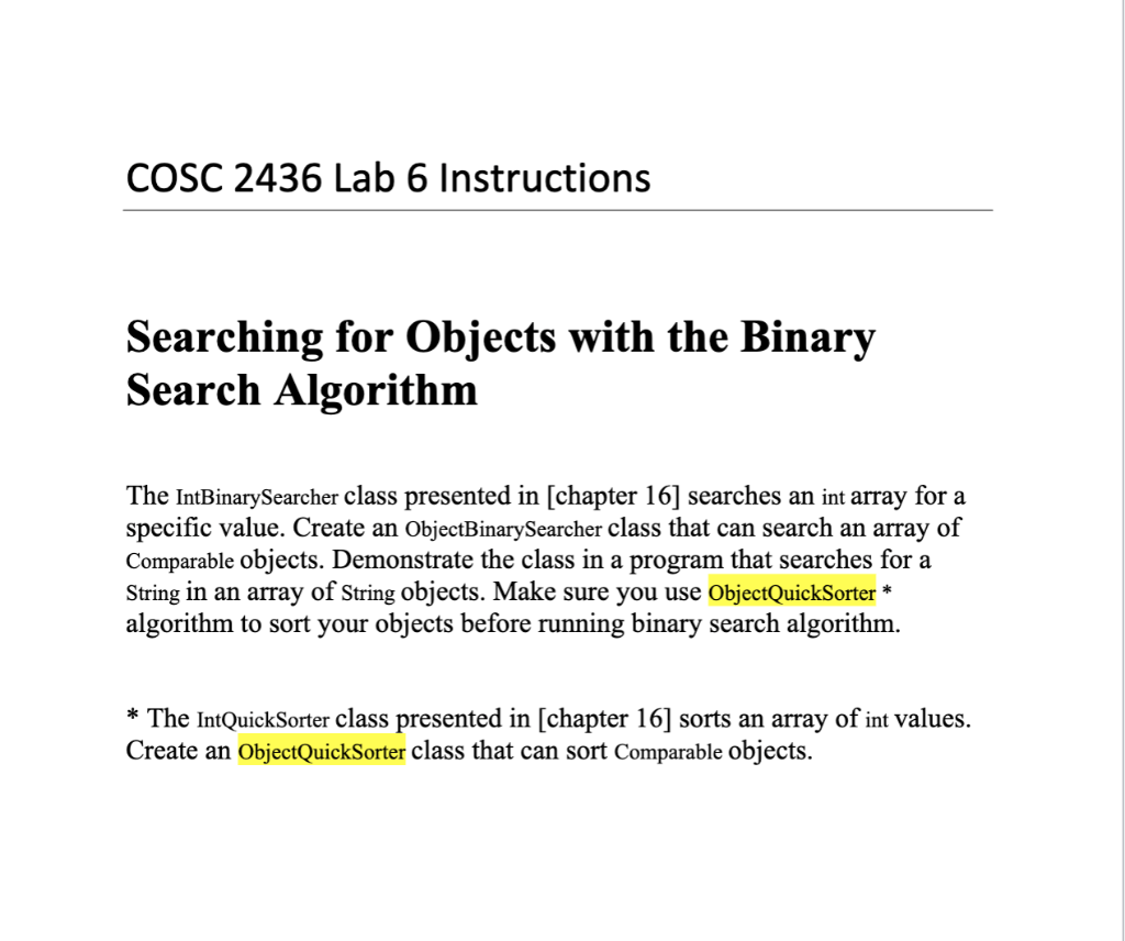 Solved Searching for Objects with the Binary Search | Chegg.com