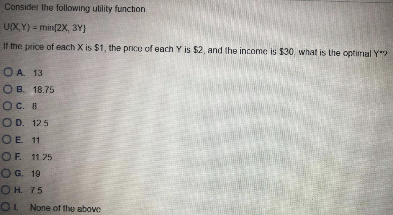 Solved Consider the following utility function. U(X,Y) = | Chegg.com