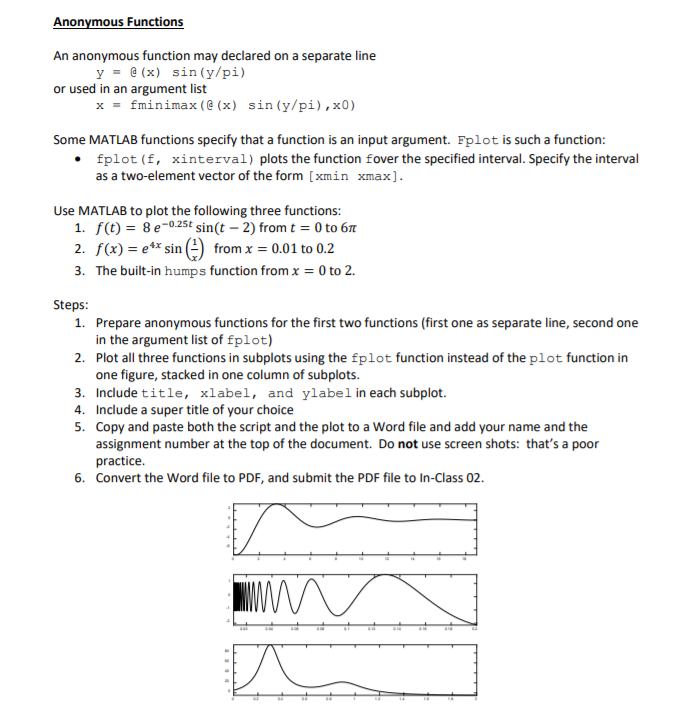 Solved Anonymous Functions An anonymous function may | Chegg.com