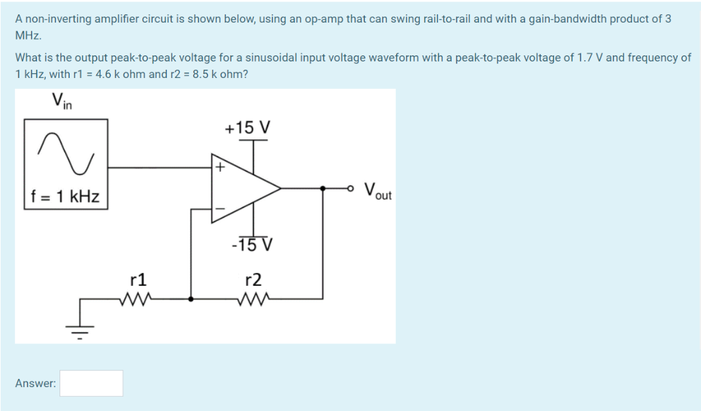 Solved An inverting amplifier circuit is shown below, | Chegg.com