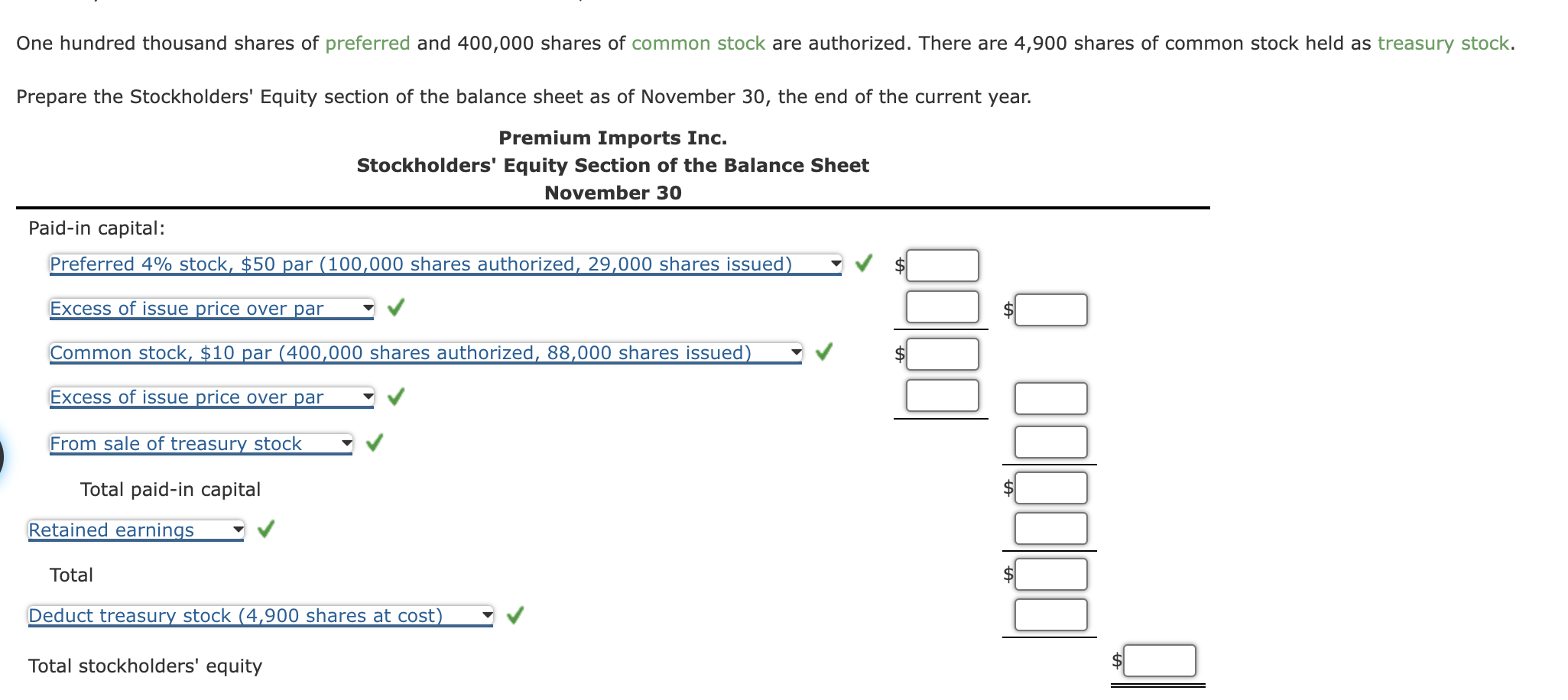 Solved One hundred thousand shares of preferred and 400,000 | Chegg.com